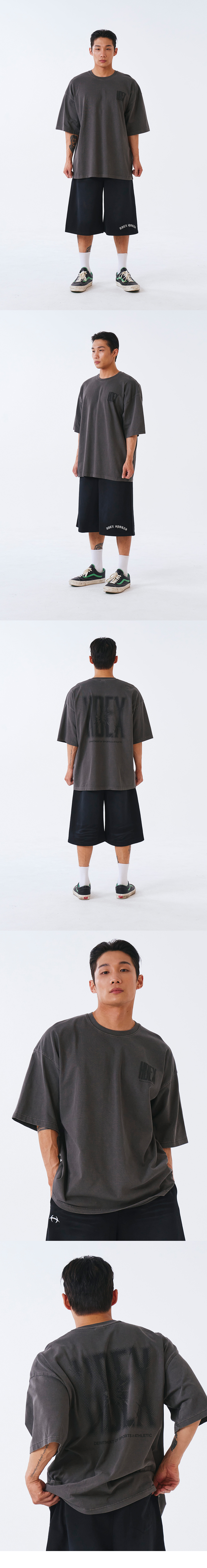 Crack Printed Pigment Short Sleeve (Pigment Charcoal) - HDEX Crack Printed Pigment Short Sleeve (Pigment Charcoal) - HDEX